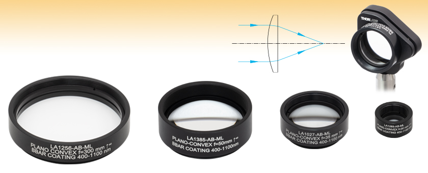 Mounted N-BK7 Plano-Convex Lenses (AR Coating: 400 - 1100 nm)